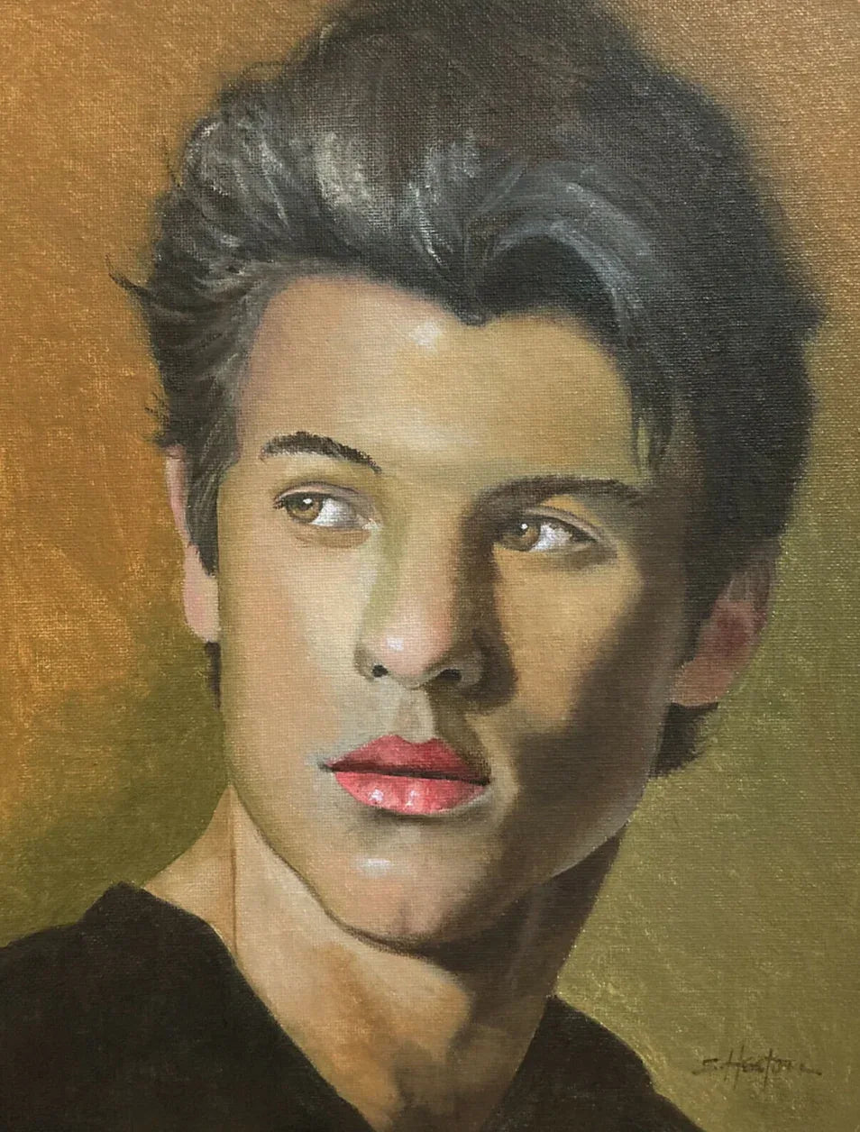 portrait homme tableau peinture huile sur panneau / figure man oil pai